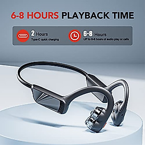 RR SPORTS Wireless Air Conduction Headphones, Open Ear Bluetooth 5.3 Headphones with Built-in Mic, HiFi Sound Headset with 4 Speakers, Sweat Resistant Sport Earphones for Running, Cycling, Driving