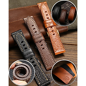 REZERO Leather Watch Bands, Handmade Watch Straps, Italian Top Grain Soft Leather Watch Bands Replacement, Vegetable-Tanned & Oil-Waxed Watch Bracelets 18/19/20/21/22/23/24/26mm for Men, Women
