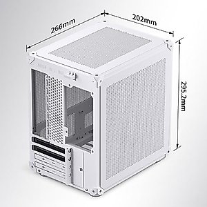 JONSBO C6 White Mini MATX Mesh Case,Simple Compact Desktop Micro ATX Chassis,Upper Cover/Side Panel Tool-Free Open pc case, ATX Power Bite (L185mm Max.),Support 75mm CPU Cooler,GPU200-255mm