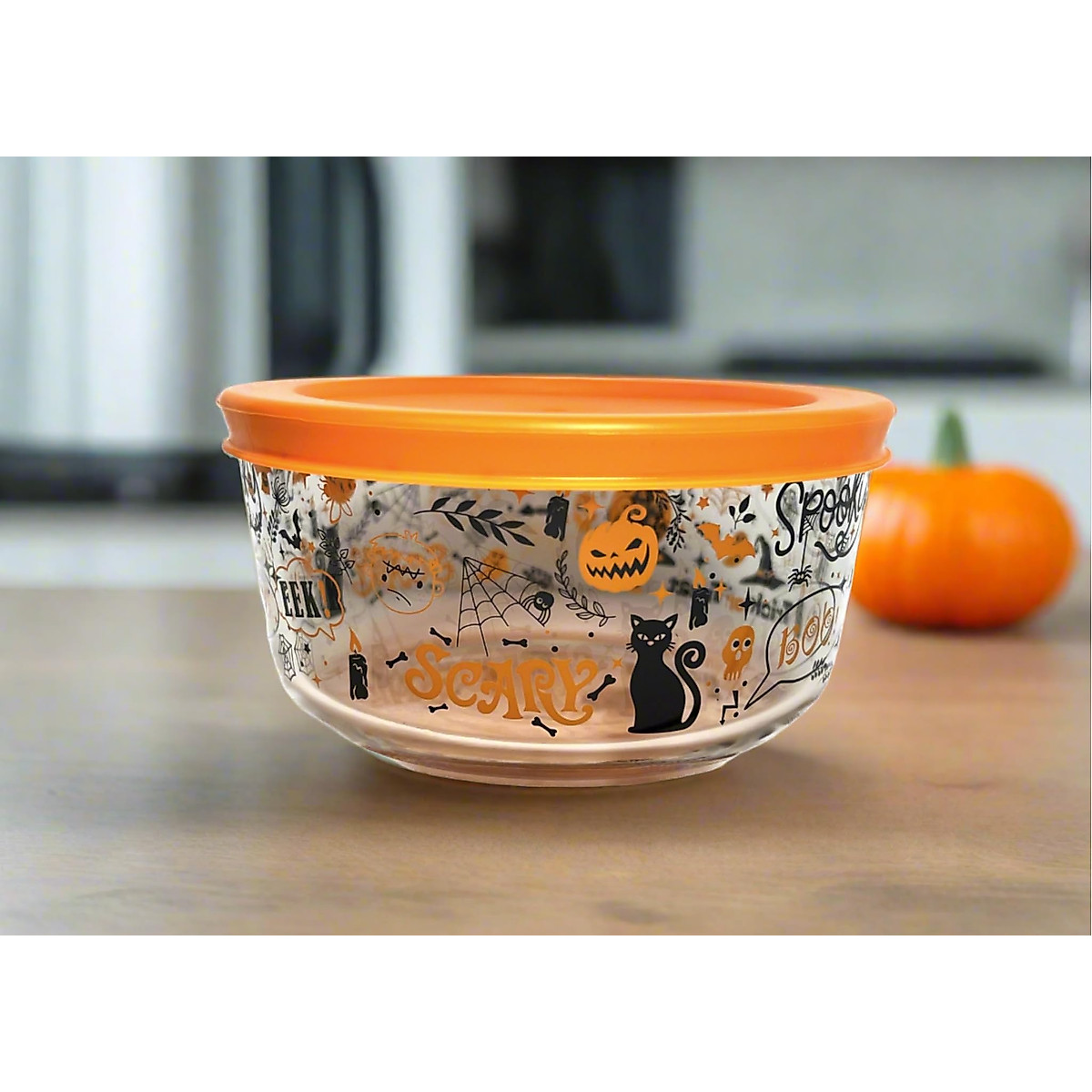 DURA LIVING Halloween Glass Food Storage Containers with Lids | Set of 6 (3 Containers + 3 Lids) 2-Cup | Spooky Design, BPA-Free, Microwave & Dishwasher Safe|Perfect for Meal Prep, Snacks & Leftovers