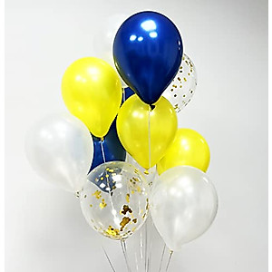 Graduation Party Decorations 2023 Blue and Yellow Balloons/Navy Blue Yellow Gold Party Decorations/Navy Blue Yellow Birthday Decorations 20pcs for Navy Blue Yellow Graduation Party Supplies 2023