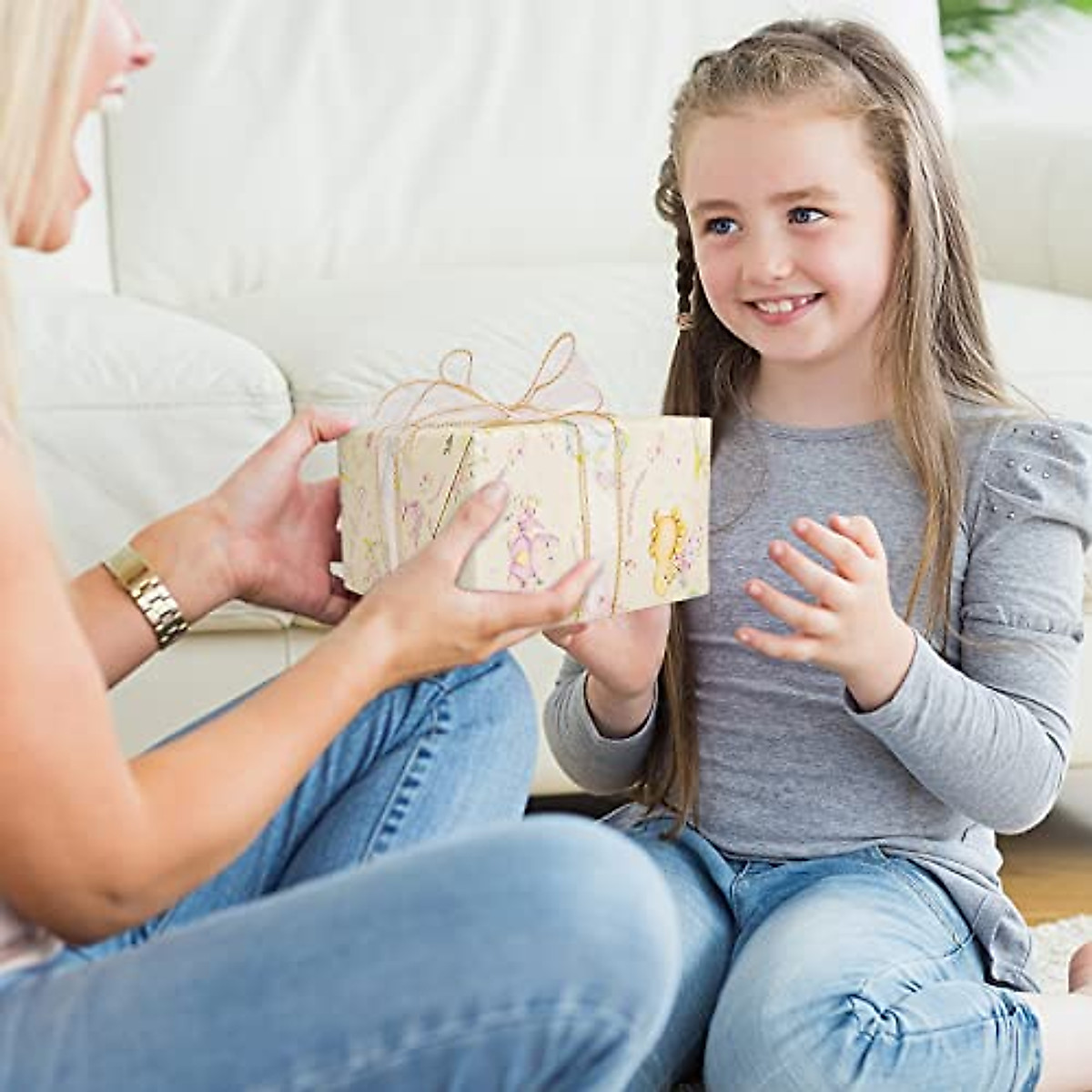 Larcenciel Gift Wrapping Paper for Kids - 5 Sheets of Cute Unicorn, Dinosaur, Panda, Elephant, and Whale Designs - Perfect for Birthdays, Holidays, and More (27.5x19.6inch)