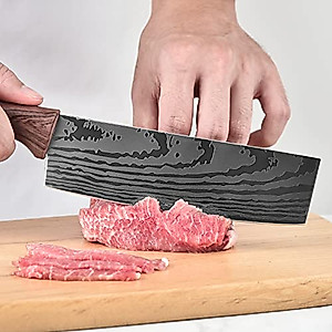 Damascus Steel Knife Set 18Pcs Non Stick Sharp Kitchen Knives Set with Acrylic Block, Cutlery Knives Block Set, Chef Quality, Best Gift (Coffee)