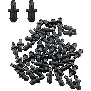 Ruiwaer 50pcs 1/4" Drip Tubing End Plugs for Home Garden Sprinkler Systems Drip Fitting, Double Barbed Goof Plugs for Drip Irrigation Drip Line Plug