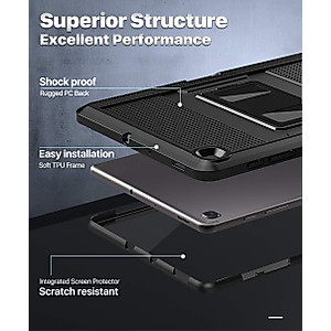 MoKo Case for Samsung Galaxy Tab S6 Lite 10.4 Inch 2024/2022/2020 (SM-P620/P625/P613/P619/P610/P615),Shockproof Full Body Rugged Hybrid Cover with Screen Protector & Pencil Holder - Black