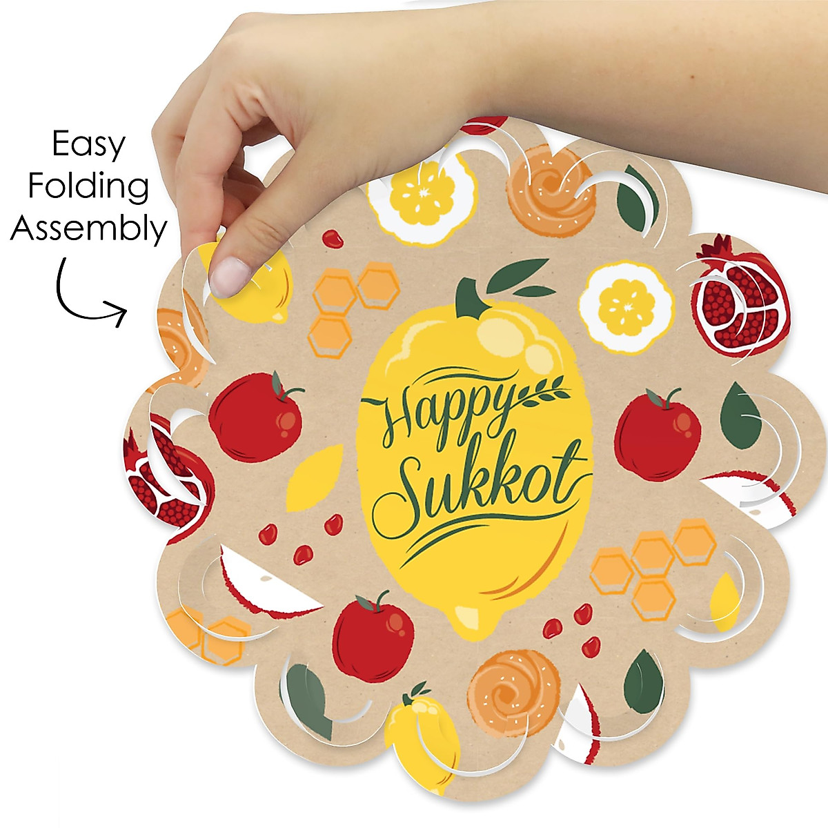 Big Dot of Happiness Sukkot - Sukkah Jewish Holiday Round Table Decorations - Paper Chargers - Place Setting For 12