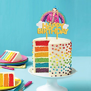 Acrylic JoJo Siwa Happy Birthday Cake Topper JoJo Rainbow Cake Topper for Girls Birthday Party Decoration Supplies
