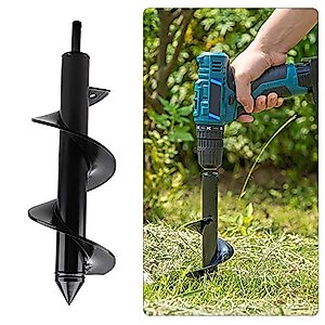 Auger Drill Bit 3" X 10" Flower Bulb Auger Rust Earth Auger Bit Auger Spiral Drill Bit for Planting Bedding Bulbs Seedlings Post or Umbrella Hole Digger for Hex Drive Drill Garden Grass Plug Plant