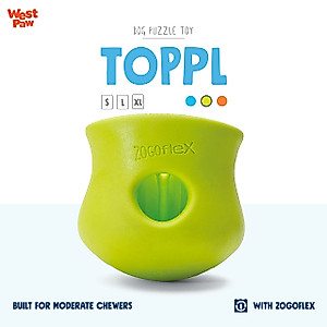 West Paw Zogoflex Toppl Interactive Treat Dispensing Dog Puzzle Play Toy, 100% Guaranteed Tough, It Floats!, Made in USA, Small, Granny Smith