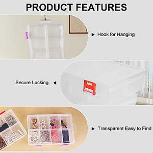 Macroclo 8 Grids Bead Craft Organizers, Small Clear Plastic Storage Box with Removable Dividers Tackle Box Organizer, Compartment Organizer for Jewelry, Tackle, Food Safe Pantry Container.