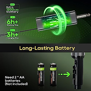 FDUCE Wireless Microphone, Karaoke Mic, UHF Dual Handheld Dynamic System with Rechargeable Receiver for Party, Church, Meeting, Wedding, 260ft (Grey and Gold)