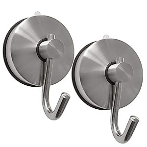 Heavy Duty Vacuum Suction Cup Hooks for Bathroom Shower Wall/Glass Door/ Mirror ,Waterproof Stainless Steel Hook for Hanging Shower Towel , Loofah,Coat ,Kitchen Pots Pans or Others Up to 22 lbs,2 Pcs