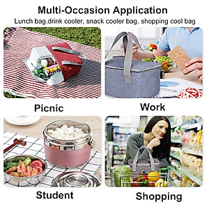 YUMINGUHC 6 Cans Lunch Bag for Men Women Lunch Box Small Soft Side Cooler Bag Collapsible Insulated Thermal Tote for Work Travel Picnic Food Drink Cool Bag (Navy Blue)
