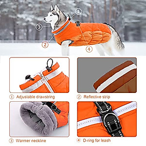 Lelepet Warm Dog Winter Coat Dog Cold Weather Coats Windproof Reflective Turtleneck Dog Fleece Vest with Harness Thick Fleece Lining Dog Jacket Dog Coat for Small Medium Large Dogs, M