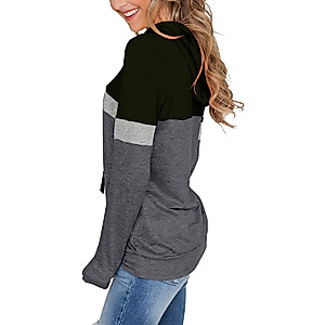 Lylinan Womens Tops 2024 Ladies Tunics Long Sleeve Hoodies Pullover Fall Outfits Sweatshirts Trendy Casual Shirts Fashion Style Clothing Black Grey X-Large