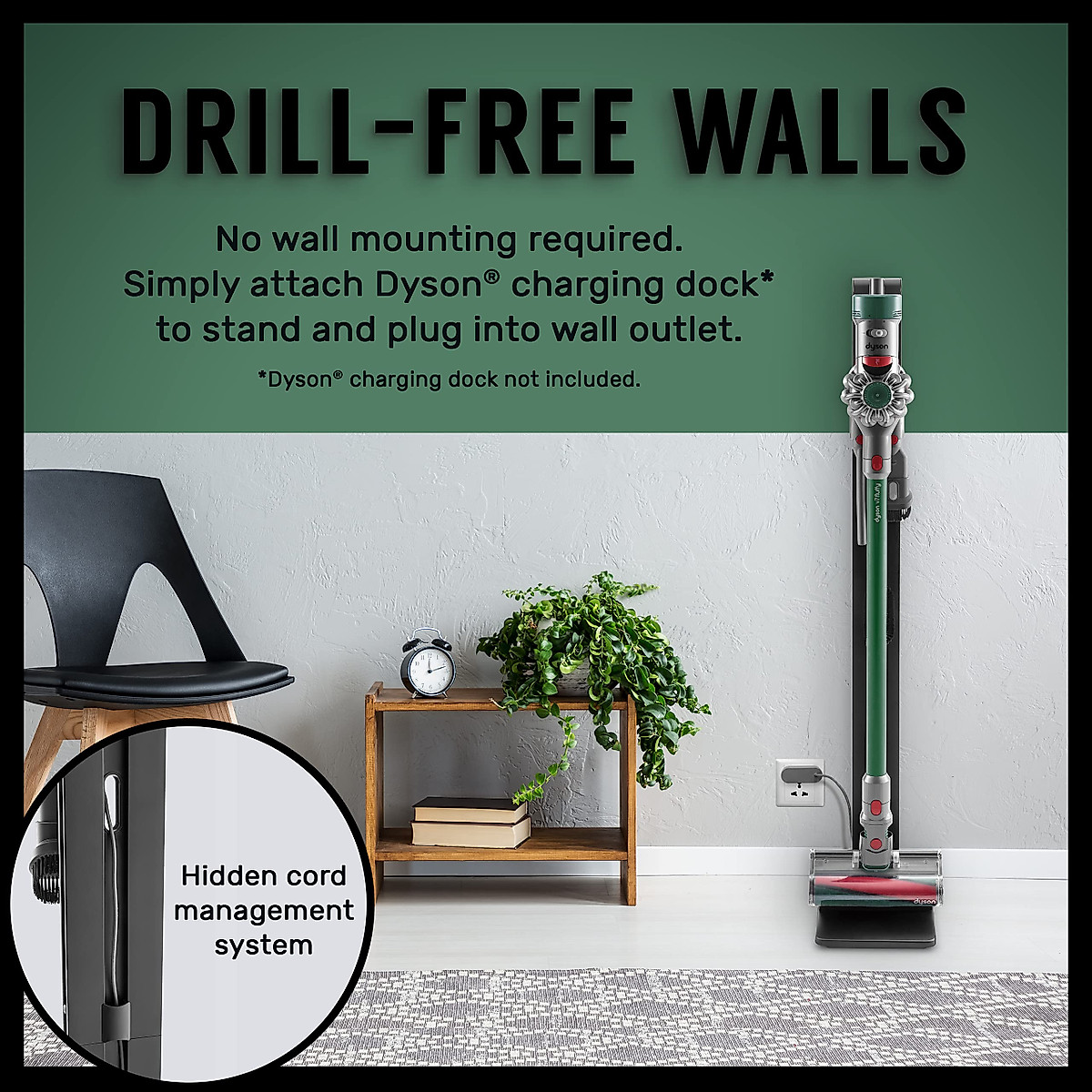 TechOrbits Docking Station Organizer - Vacuum Stand and Attachment Holder, Compatible with Cordless Dyson Vacuum Cleaner V12, V11, V10, V8 and V7 Models & Accessories