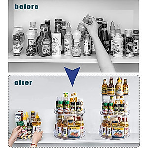 Amasses 2 Tier Clear Lazy Susan Organizer, 360 Degree Rotating Round Lazy Susan Turntable 9" Non-Skid Rotating Organization Storage Container for Kitchen, Cabinet, Pantry