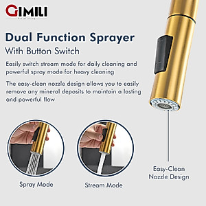 GIMILI Gold Touchless Kitchen Faucet with Pull Down Sprayer, High Arc Single Handle Motion Sensor Smart Activated Hands-Free Kitchen Sink Faucet
