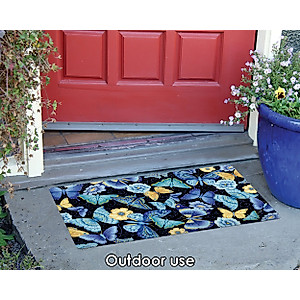 Toland Home Garden 800024 Blue Butterfly Summer Door Mat 18x30 Inch Spring Outdoor Doormat for Entryway Indoor Entrance