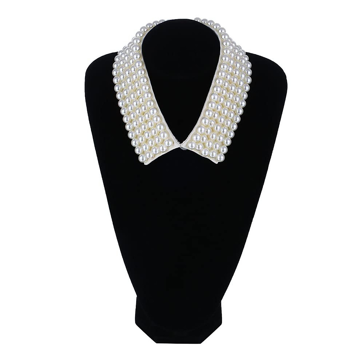 Statement Necklace for Women Simulated Pearl Beaded Bib Detachable False Collar Choker Necklaces Clothing Accessory