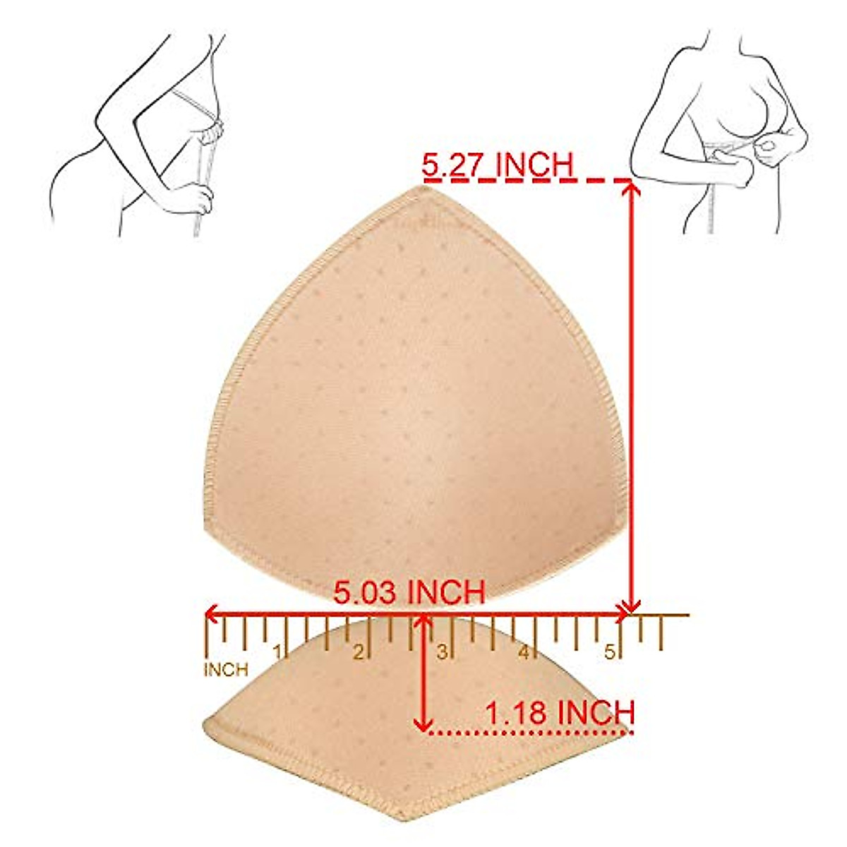 FUNCYboo Bra Pads Inserts 5 Pairs, Bra Inserts Breathable and Removable Bra Cups Inserts for Sport Bra Bikini Inserts (5 Beige)