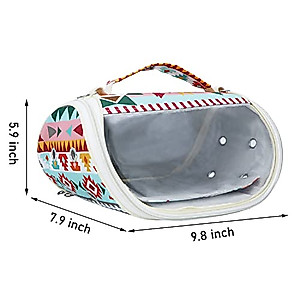 Wontee Small Pet Carrier Hamster Carrier Bag Portable Travel Carrier for Hamsters Mouse Baby Guinea Pig Hedgehog Sugar Glider Small Birds (M, Pink Ethnic)