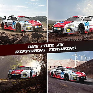 Remote Control Car, RC Cars for Kids, 1: 14 Officially Licensed Audi R8 LMS GT3, 80 Min Play Toy Car with Rear Fog Stream LED Lights Music, Hobby Toy Car Model Vehicle for Boys, Girls, Adults Gift