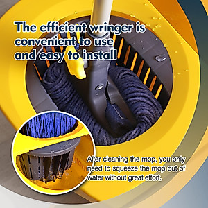 Yocada Looped-End String Wet Mop Heavy Duty Cotton Mop Commercial Industrial Grade Telescopic Iron Pole Jaw Clamp Floor Cleaning 55.1" with Totally 2 Mop Heads