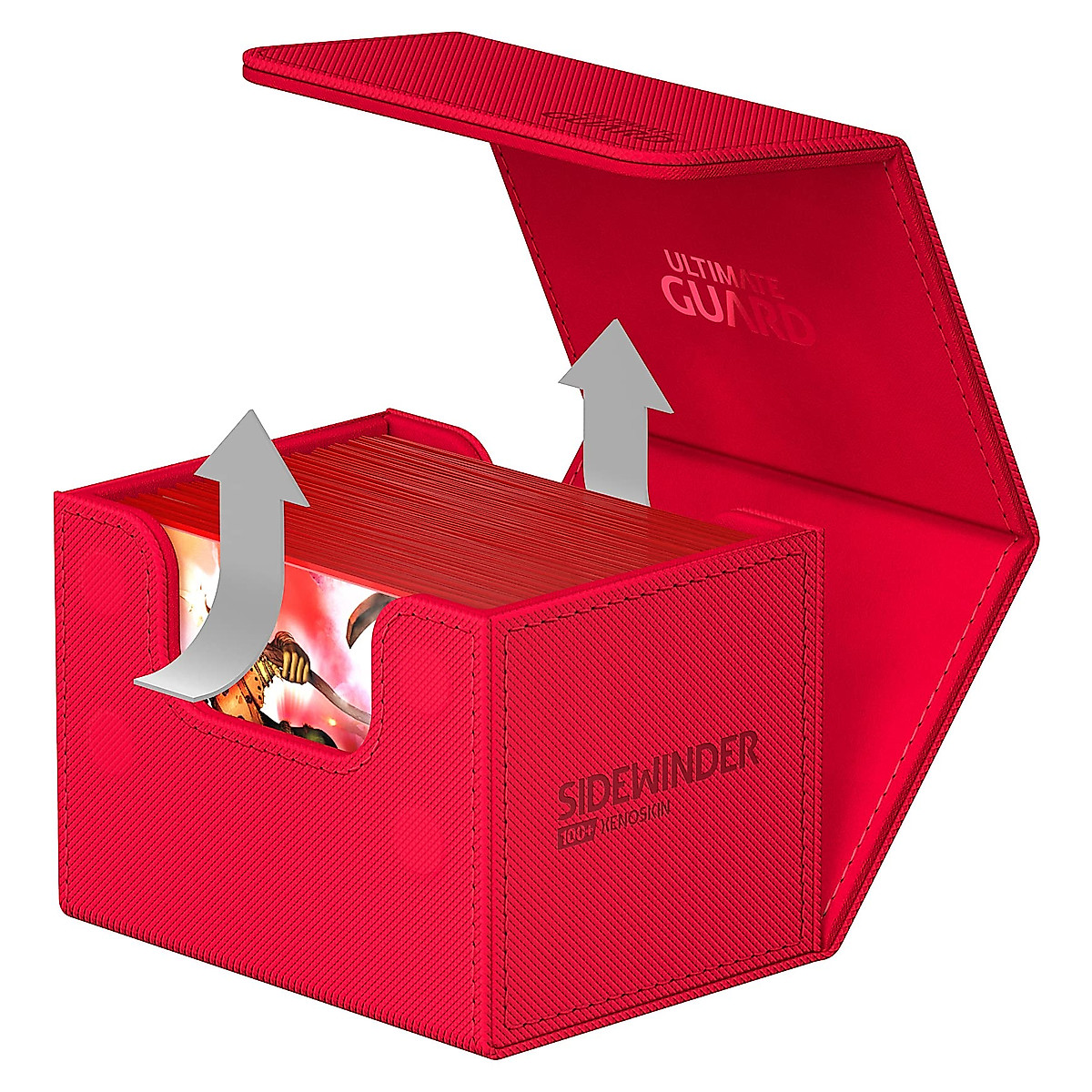 Ultimate Guard Sidewinder 100+, Deck Box for 100 Double-Sleeved TCG Cards, Red, Magnetic Closure & Microfiber Inner Lining for Secure Storage
