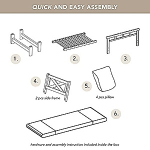 Cambridge Casual West Lake Outdoor Convertible Sofa Daybed, Solid Wood, Weathered Gray/Blue Spruce Cushion