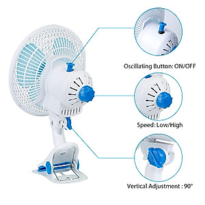 8-Inch Clip on Fan, 2 Speed Convertible Desk Fan with Strong Clamp, Tilting and Shaking Fan with Strong Airflow, Quite, Powerful Clip Fan on Bed and Desk for Home Office Dorm, with 3.94FT Cable Cord