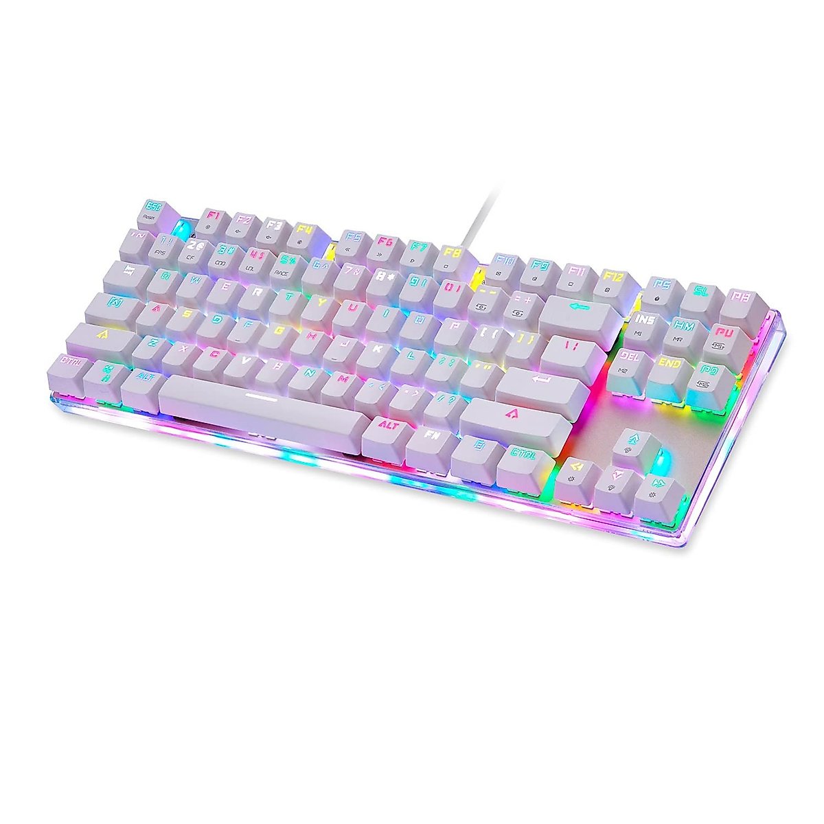 Feilx Mechanical Keyboard Red Blue Switch 87 Key Backlit Mechanical Gaming Gaming Keyboard for PC/Mac Gamer, Typist (Color : White)