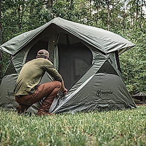 Gazelle Tents™ T4 Hub Tent, Easy 90 Second Set-Up, Waterproof, UV Resistant, Removable Floor, Ample Storage Options, 4-Person, Alpine Green, 78" x 94" x 94", GT400GR