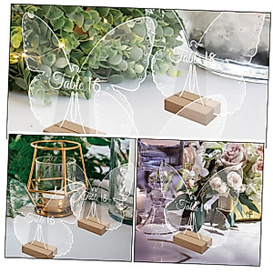 PLAFOPE 10Sets Transparent Butterfly Acrylic Sign Blanks with Wooden Stands Decorative Butterfly Shape Table Signs for Weddings Parties and Events Ideal for Table Decor and Place Settings