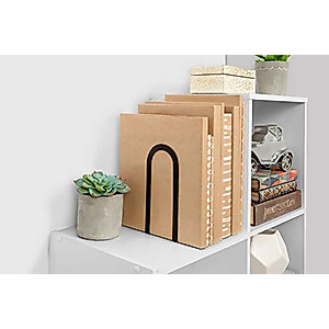 Spectrum Elements Bookends Large Set of 2 (Black) - Minimalist & Modern Organizers for Bookshelf, Coffee Table, Nightstand, Home Office, Bookcase, Magazines, Shelves, Cookbooks, & More