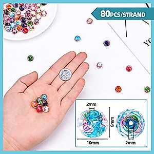 80pcs Flower Glass Beads for Jewelry/Bracelets/Crafts/Necklace Making,Gold Sand Lampwork Beads Cute Crystal Beads Sea Glass Seed Boho Beads for Rosary Crafts Handmade (10mm Mixed Color)