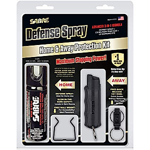 SABRE 3-IN-1 Pepper Spray Home & Away Protection Kit — Combined Power of Protective Spray Units for In Home and Out