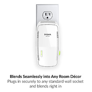 D-Link WiFi Range Extender Mesh Gigabit AC1900 Dual Band Plug In Wall Signal Booster Wireless or Ethernet Port Smart Home Access Point (DAP-1955-US)