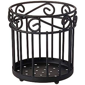 Spectrum Diversified Scroll Grande Holder & Kitchen Countertop Organizer Cooking Utensil Crock for Kitchen Organization & Storage, Cutlery & Flatware Caddy, Black