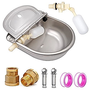 LIUCOGXI Automatic Dog Water Bowl Dispenser Stainless Steel Automatic Livestock Waterer Cattle Water Feeder Trough with Float Valve for Animal Cow Cattle Dog Horse Donkey