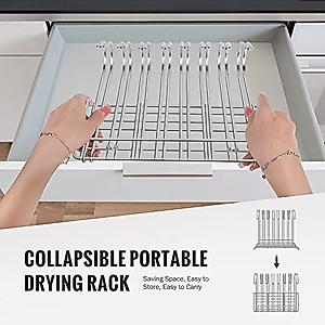 IDEATECH Reusable Bag Rack with Cup Drying Mat,Plastic Bag Dryer Rack Dish Drying,Collapsible Kitchen Counter Storage Organizer Sponge Holder,Dryer Rack for Silicone Storage Bag