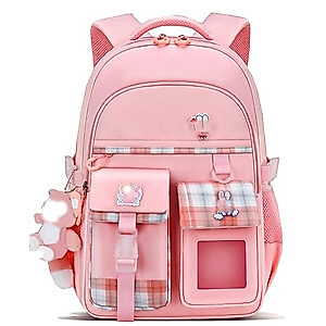 MJUN Kid Girls Backpack Waterproof Cartoon Comic 3D Bookbag Children Student School Backpack (pink)