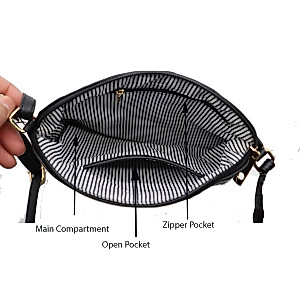 Amaze Medium Crossbody Bag for Women | Shoulder Handbags for Women with Multiple Compartments | PU Leather (Black)