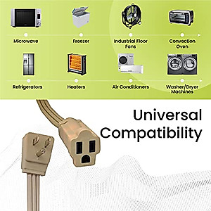 Go Green Power Inc. GG-25606 6' 14/3 Appliance Cord,, Beige