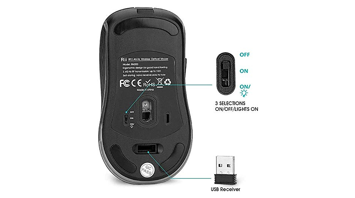 Rii RM200 Wireless Gaming Mouse with RGB & Adjustable DPI