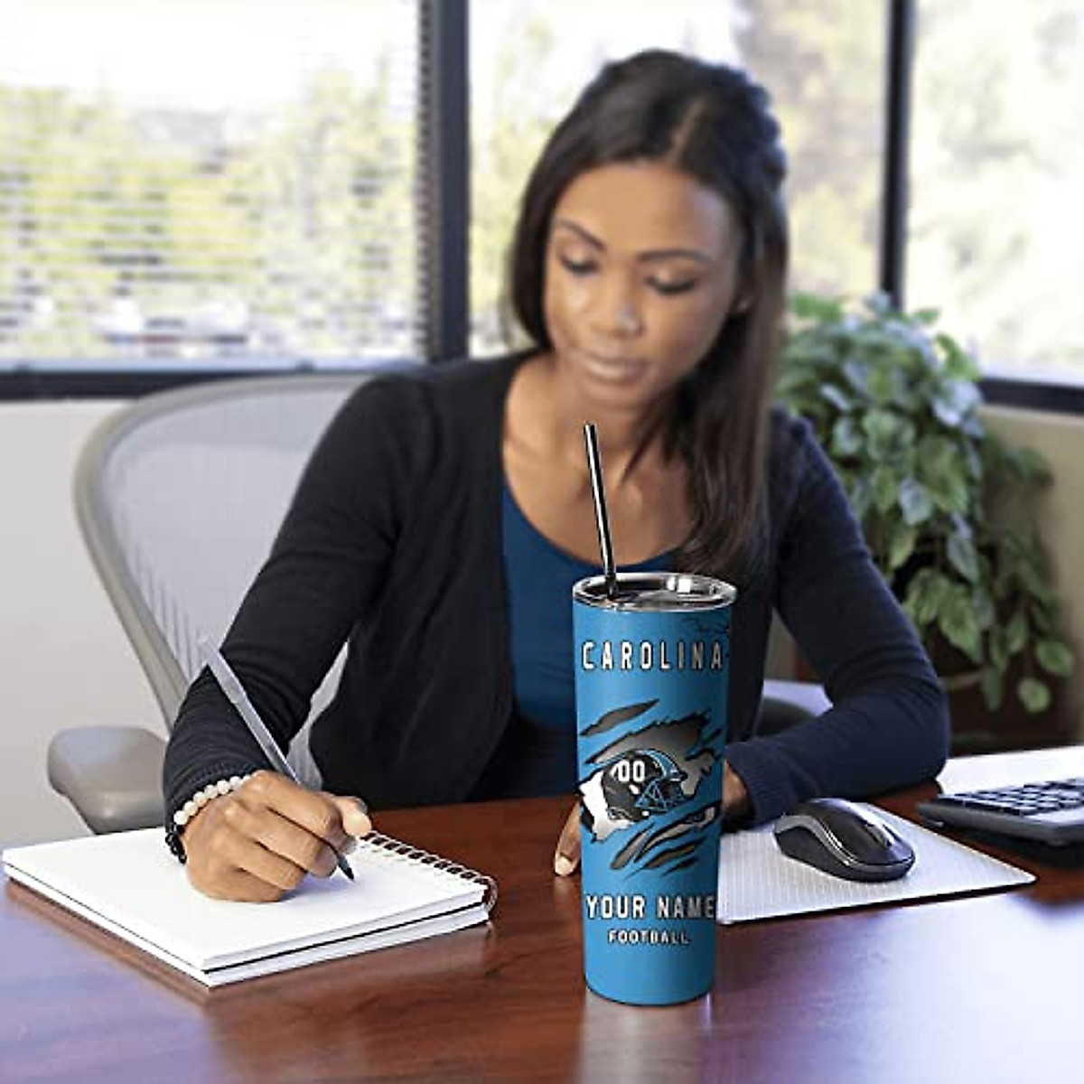 20oz Customs Football City Tumbler with Lid and Straws, Personalized Football GIfts for Fans, Travel Cup Adds Your Name and Number