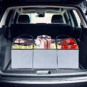 musbus 2-Pack Reusable Grocery Bags Shopping Bags Tote Box Large Heavy Duty Groceries Bag Handles Foldable Reinforced Bottom (Gray)