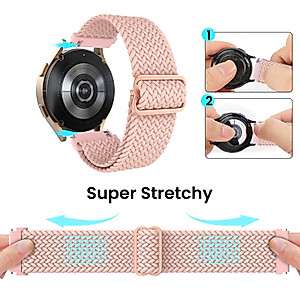 Delidigi Stretchy Bands Compatible with Samsung Galaxy Watch 7/6/5/4 40mm 44mm, Watch 6 Classic 43mm 47mm, Watch 5 Pro 45mm, Watch 4 Classic 42mm 46mm, Watch FE 40mm, Watch Active 2, 20mm Nylon Straps