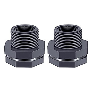 Seamaka 2 PCS 3/4 Inch Female PVC Bulkhead Fitting with Thick Silicon Seal Gasket for Water Tanks, Aquariums, Tubs, Pools O-H-007