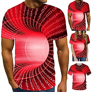 amidoa Men's Polo Shirts Clearance Men's Novelty 3D Print T-Shirt Shirts Short Sleeve Classic Fit Tees Tops Trendy Going Out Vacation Streetwear 2023 Red l
